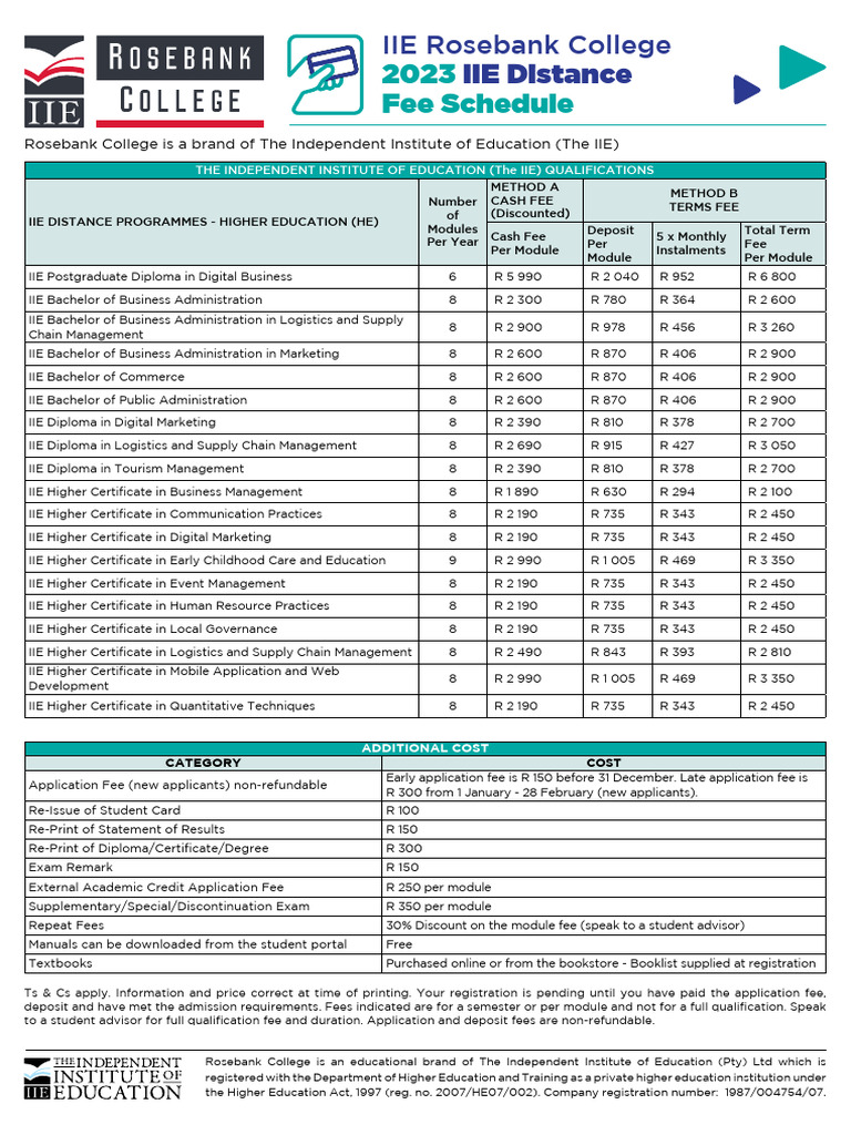 2023 IIE Distance Fee Schedule | PDF | Payments | Cheque