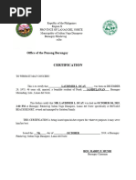 Barangay Certification-Interposing No Objection | PDF