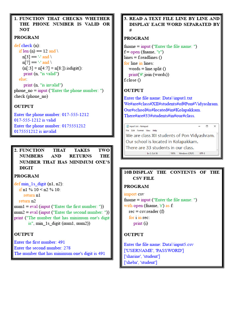 XII CS Record (Programs) | PDF | Computing | Software