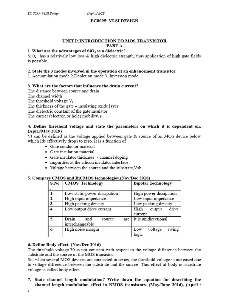 Vlsi QB | PDF | Cmos | Logic Gate