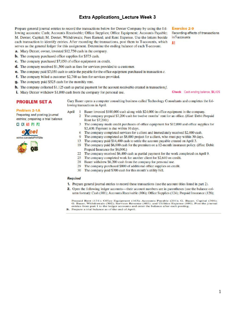 Extra Applications - Lecture Week 3 | PDF | Debits And Credits | Economies