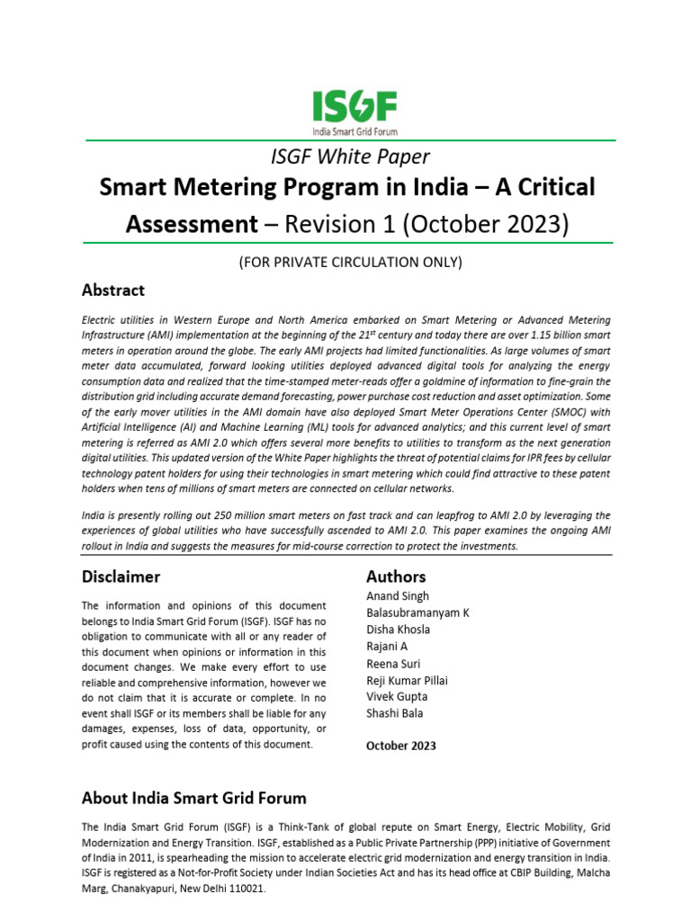 Smart Metering Program in India - A Critical Assessment | PDF | Computer Network | Computer ...