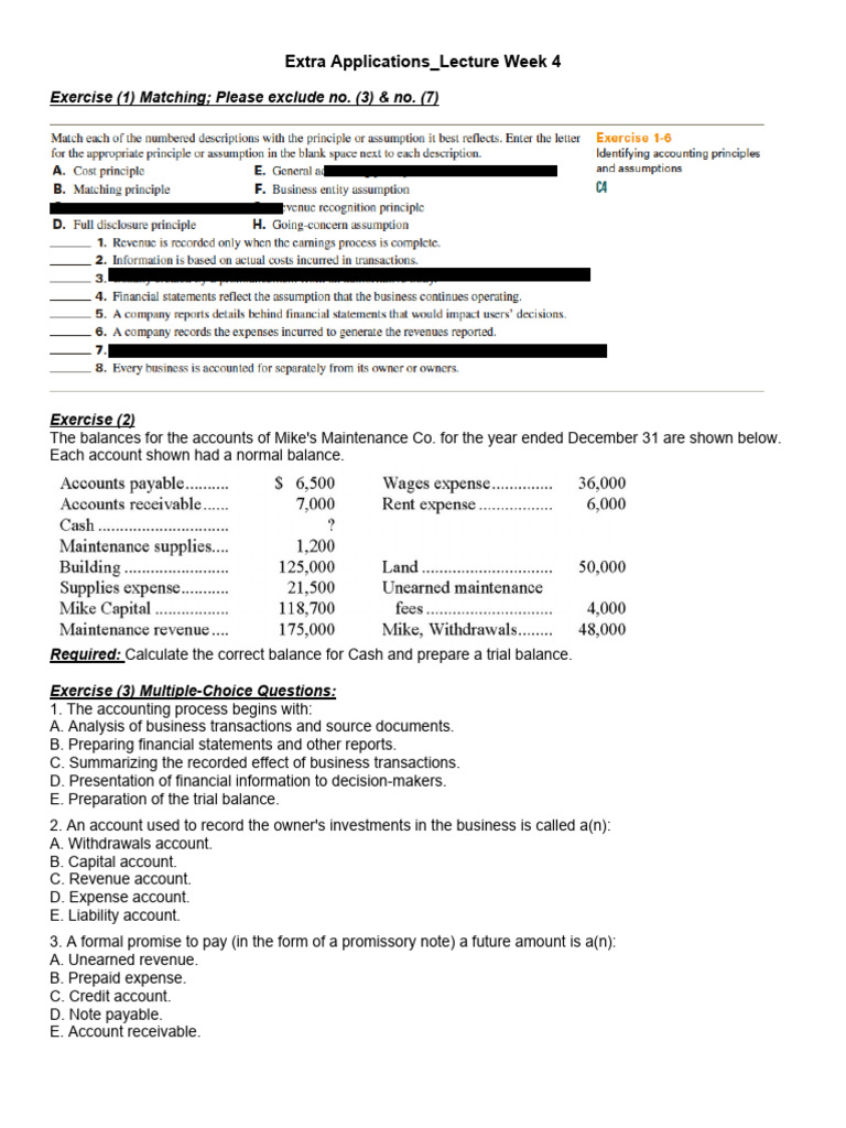 Extra Applications - Lecture Week 4 | PDF | Revenue | Equity (Finance)