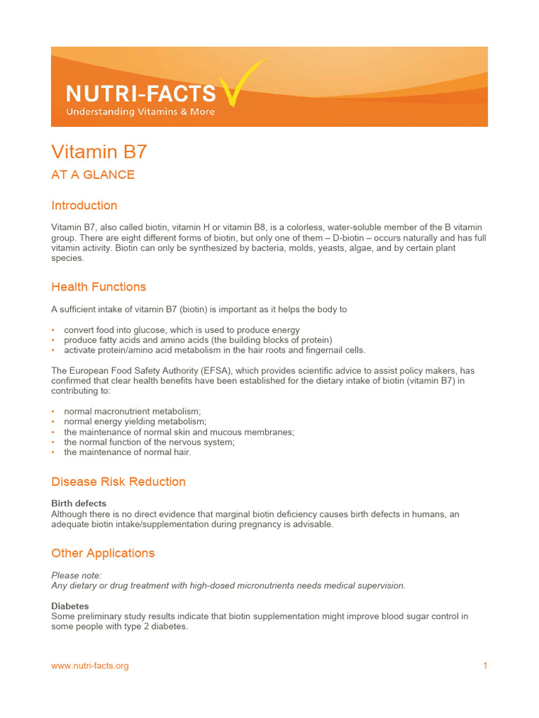 Vitamin B7 | PDF | Vitamin | Dietary Supplements