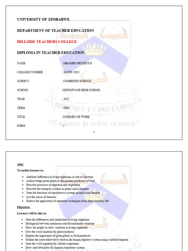 Combined Science Form 2D | PDF | Seed | Flowers