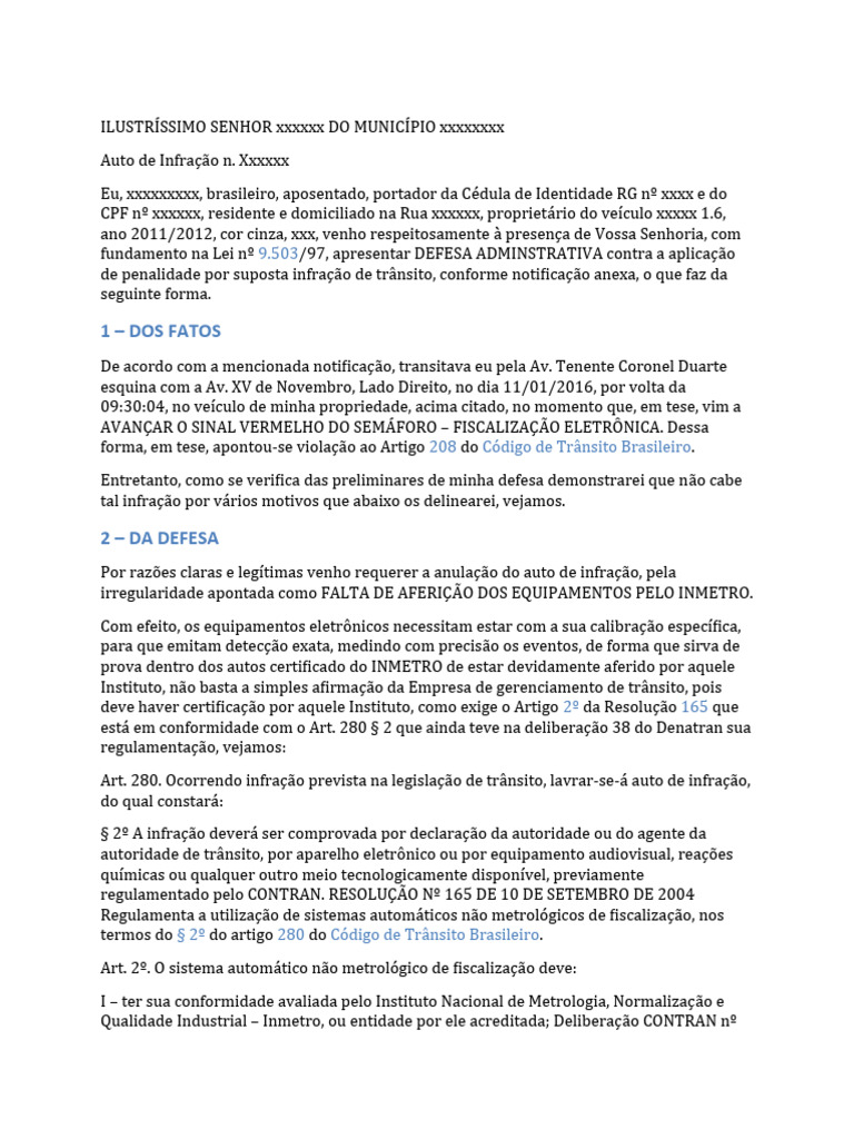 modelo-de-defesa-contra-multa-de-transito-radar-com-verificacao-vencida ...