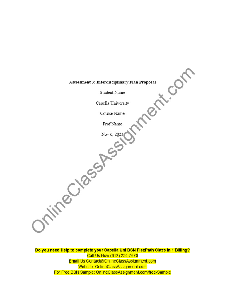 Nurs Fpx 4010 Assessment 3 Interdisciplinary Plan Proposal | PDF ...