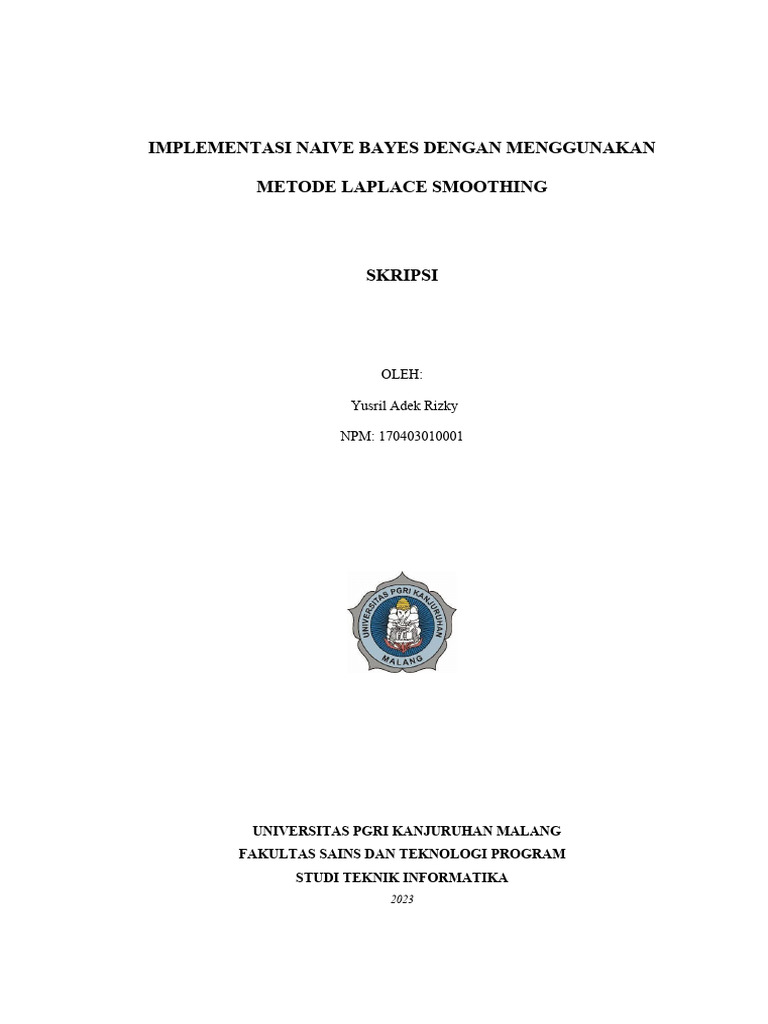 Implementasi Naive Bayes Dengan Menggunakan Metode Laplace Smothing | PDF | Seni | Komputer