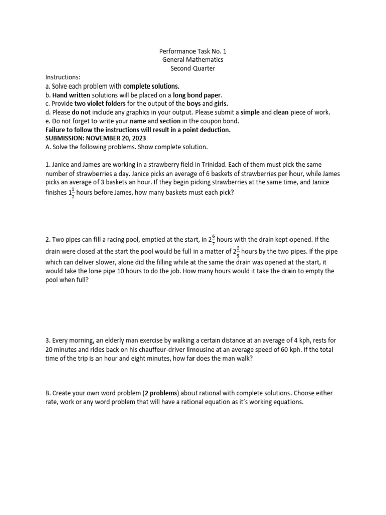 Performance Task No 1 2nd Quarter 2023 2024 | PDF