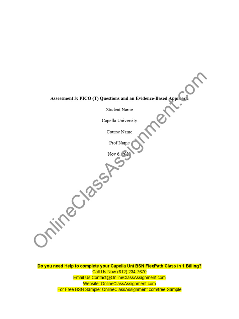Nurs FPX 4030 Assessment 3 Pico T Questions and An Evidence Based ... Nurs FPX 4030 Assessment 3 Pico T Questions and An Evidence Based ...