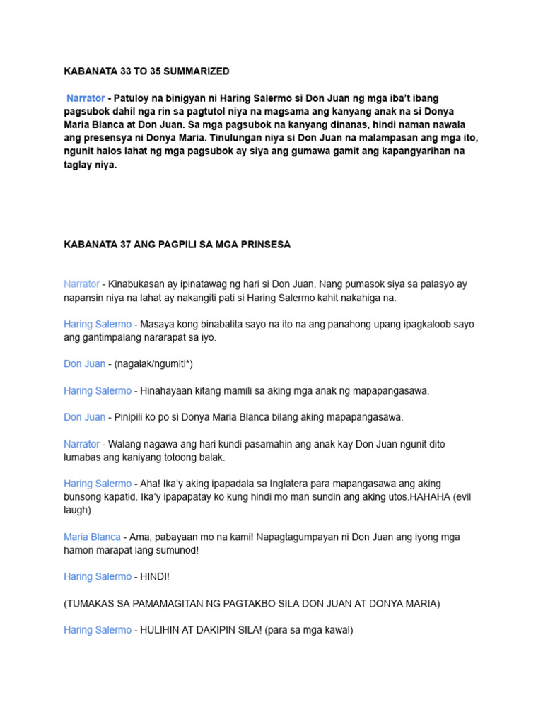 IBONG ADARNA KABANATA 37 - 42 | PDF