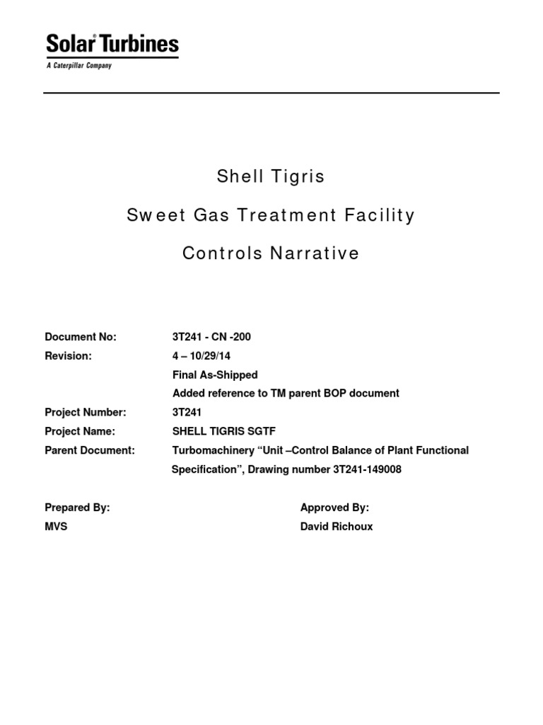 Sweet Gas Treatment Facility | PDF | Programmable Logic Controller | Valve