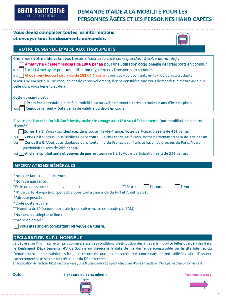 Formulaire Aide Mobilite Modifiable 2 | PDF | Document d'identité | Invalidité