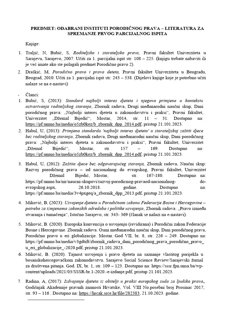 Osnovna Literatura - Prvi Parcijalni Ispit | PDF