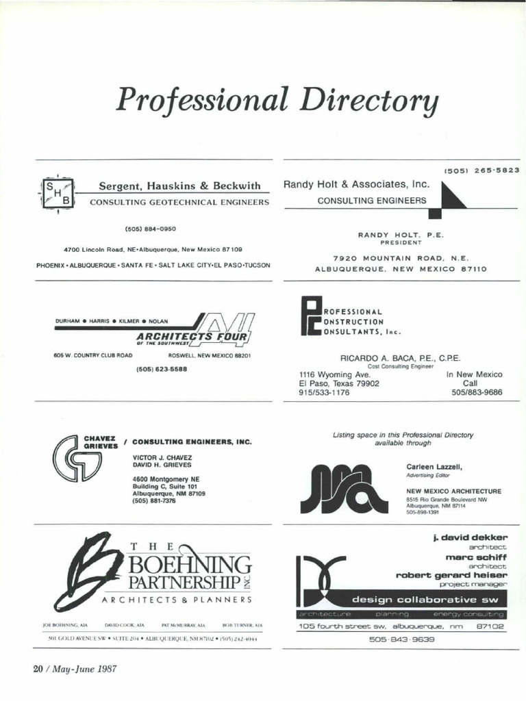 Professional Directory: Boefwng | PDF