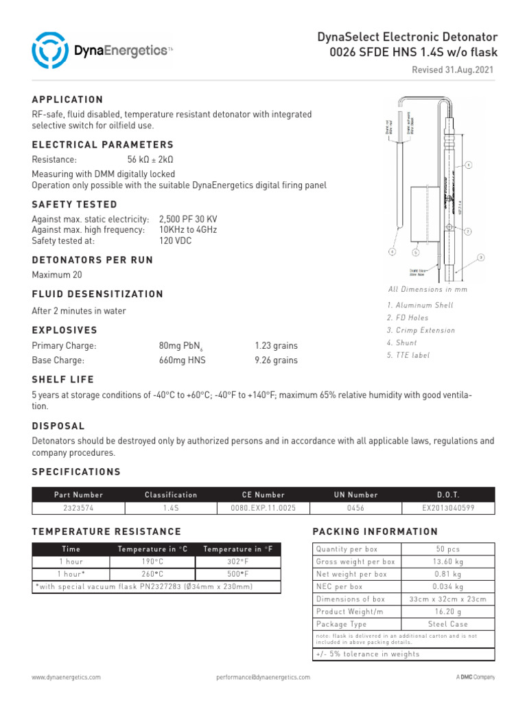 Oilfield Detonator Specifications | PDF | Physics | Physical Quantities