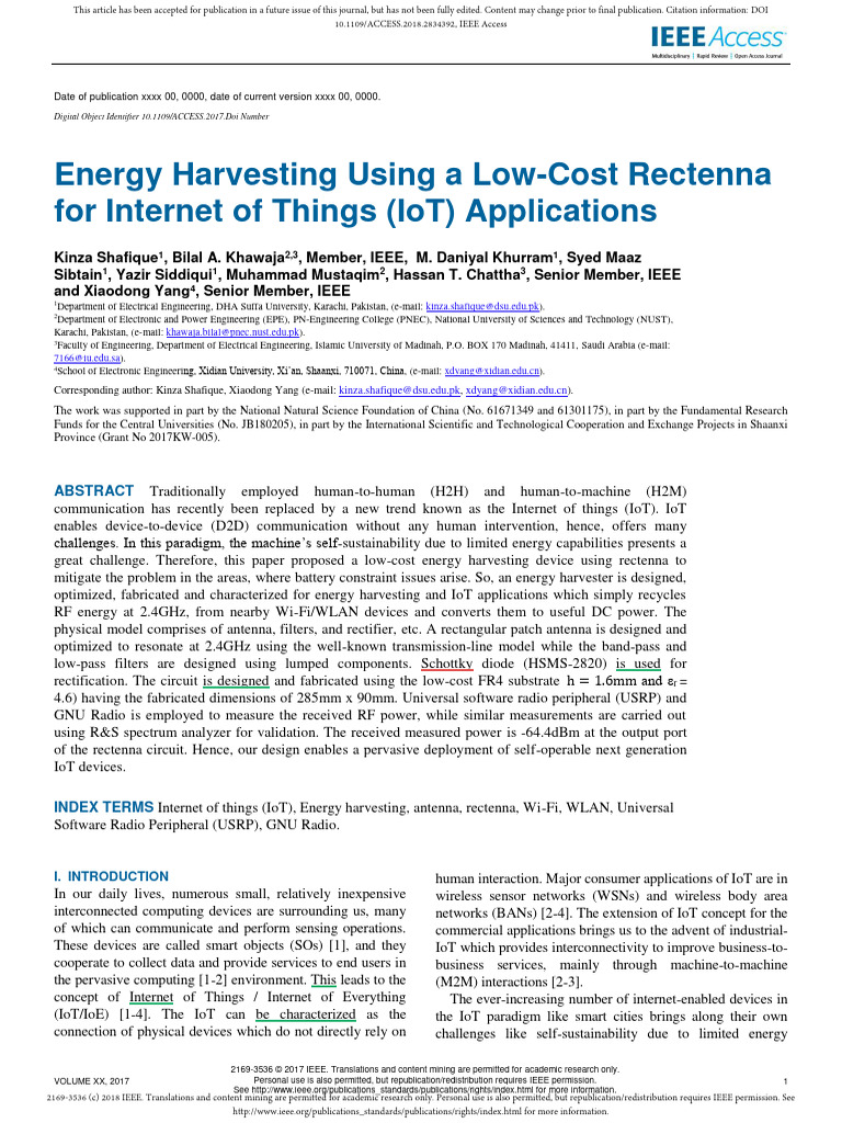 Energy Harvesting Using A Low-Cost Rectenna | PDF | Wi Fi | Internet Of Things