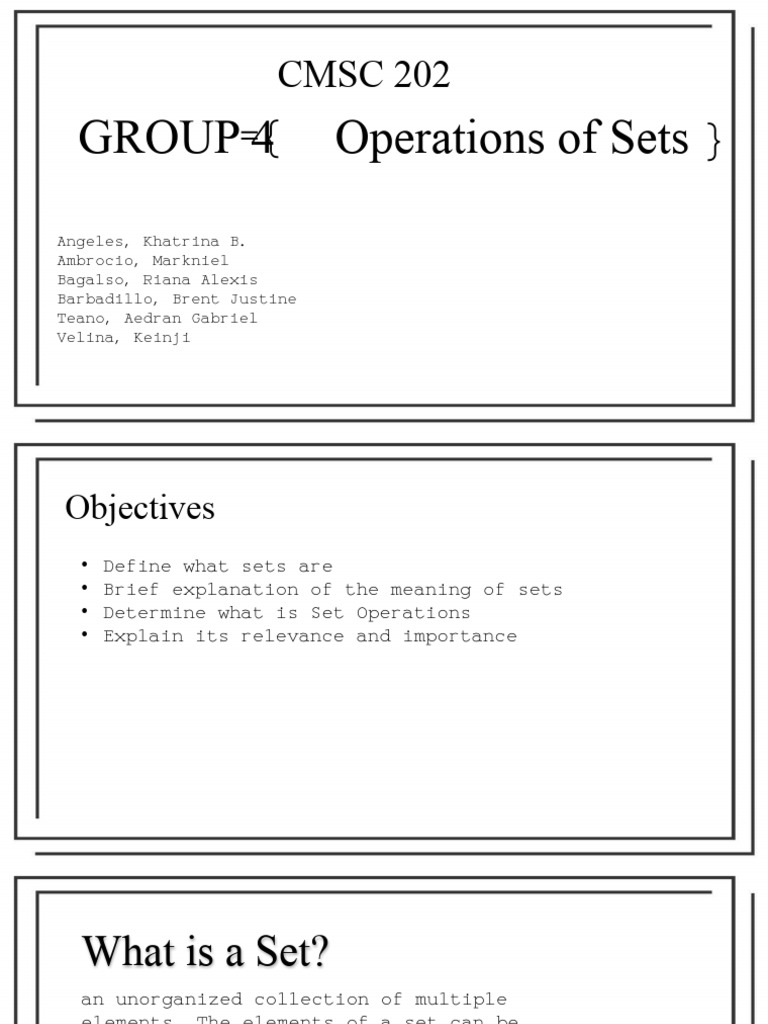 Operation of Sets | PDF | Set (Mathematics) | Mathematics
