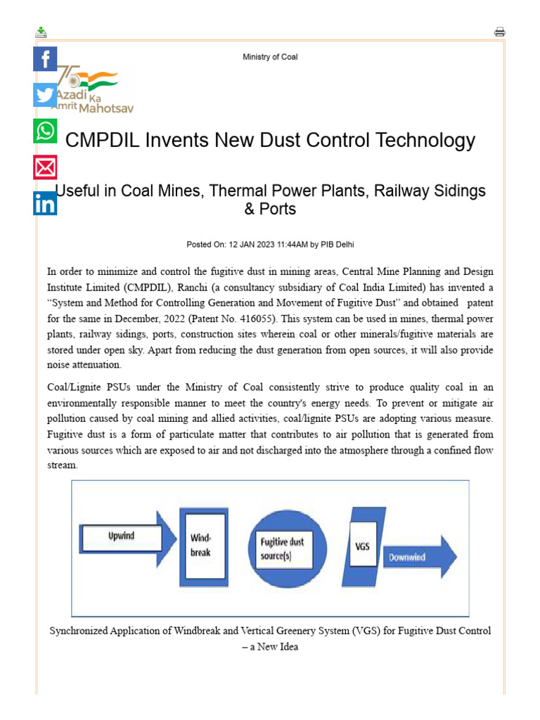 CMPDI Dust Control 12.01.2023 | Download Free PDF | Dust | Coal