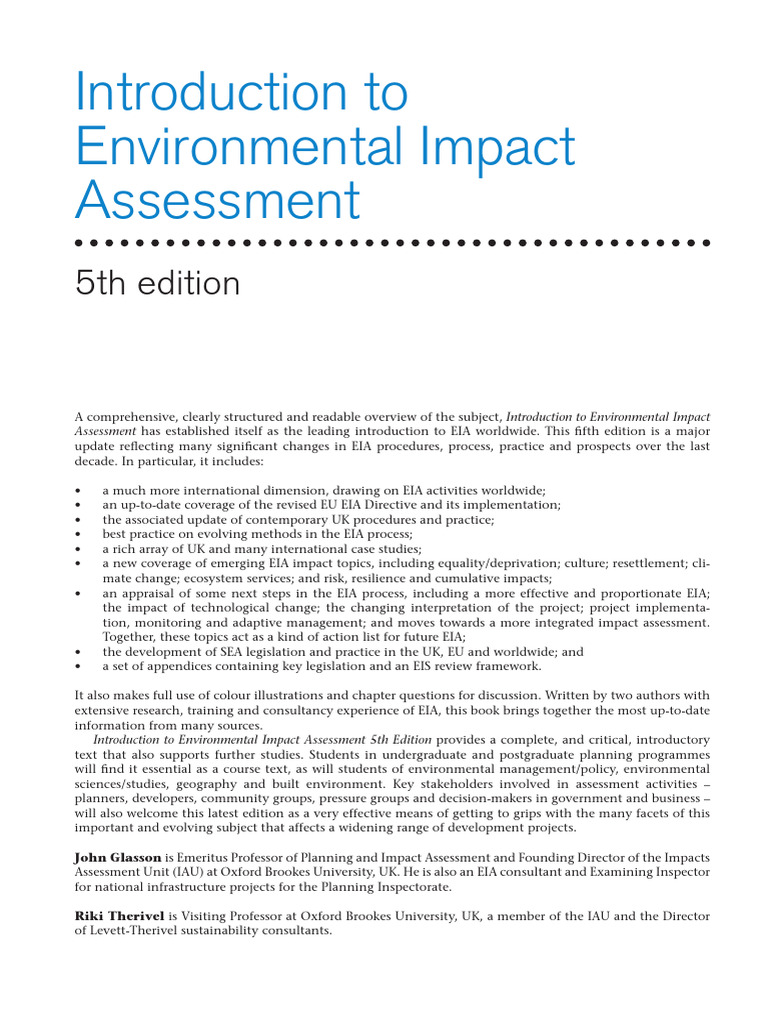 Introduction To Environmental Impact Assessment - 5th Edition-68 Pages ...