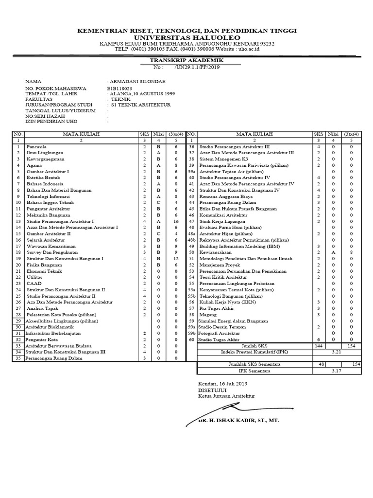 Format Transkrip | PDF