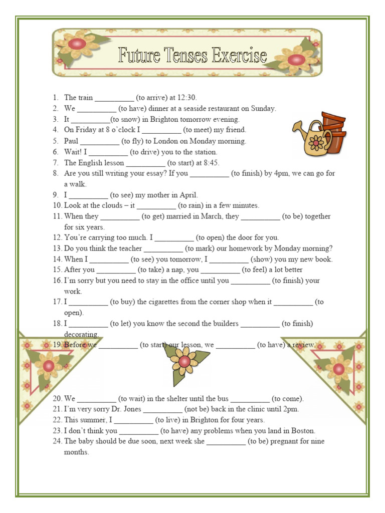 Future Tenses Practice | PDF | Language Arts & Discipline