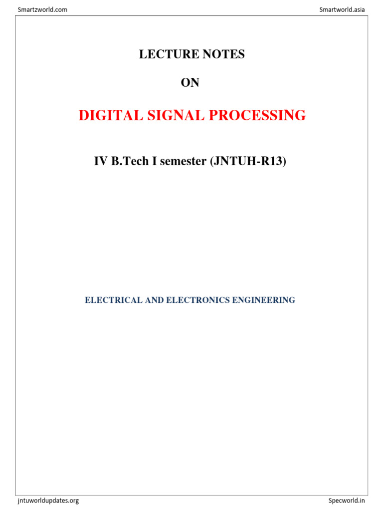 Digital Signal Processing | PDF | Discrete Time And Continuous Time | Sampling (Signal Processing)