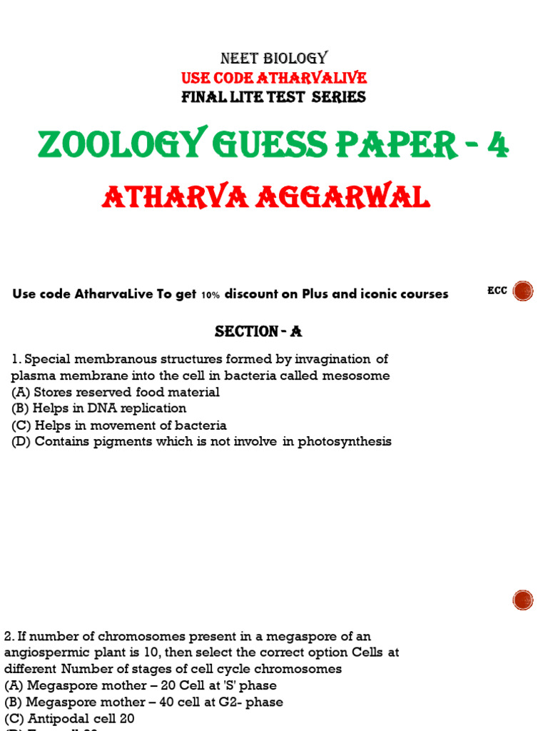 Botany Guess Paper - 4 | PDF | Cell (Biology) | Ribosome