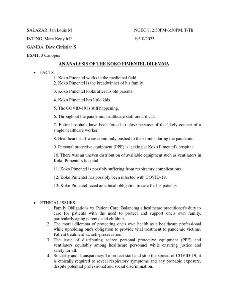 Ethics Case Analysis Pdf Health Care Health Professional