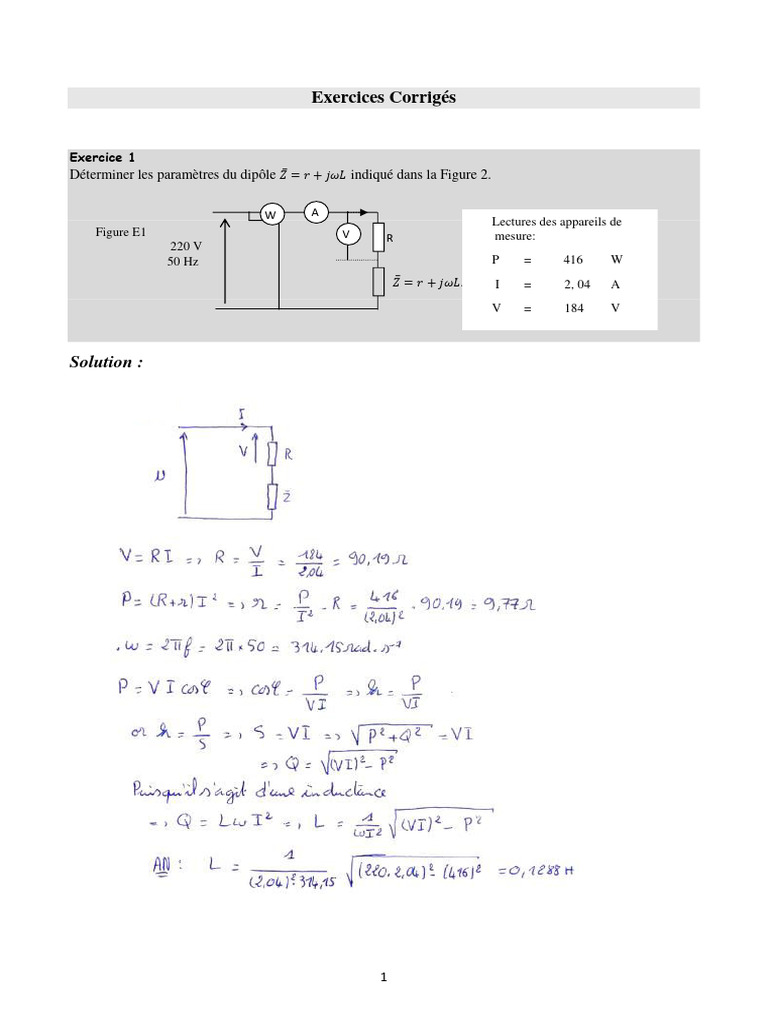 Exercices Corrigés | PDF | Puissance (physique) | Grandeur physique