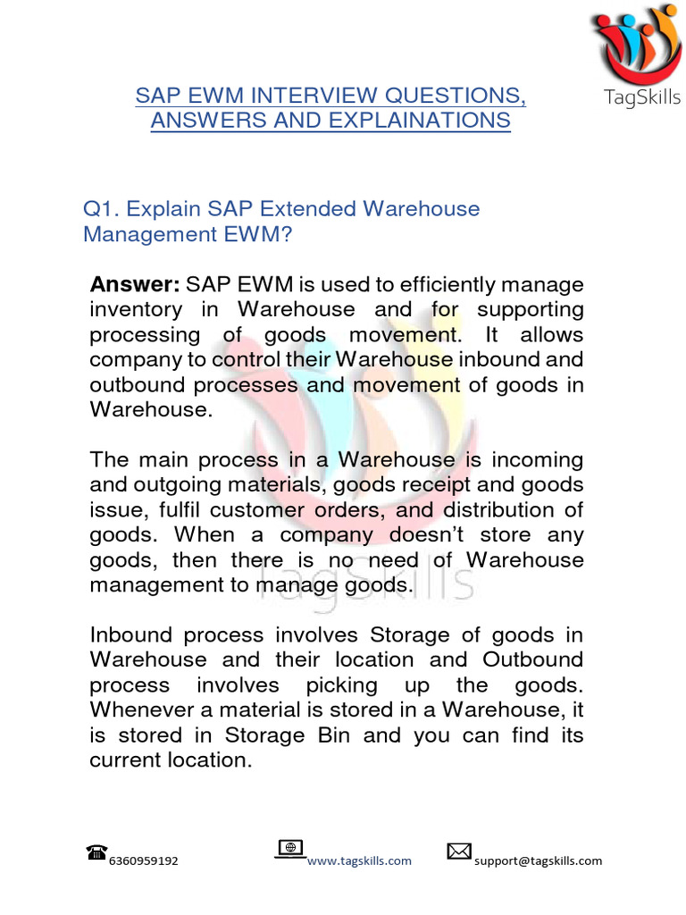 Sap Ewm Interview Q - A | PDF | Warehouse | Supply Chain Management