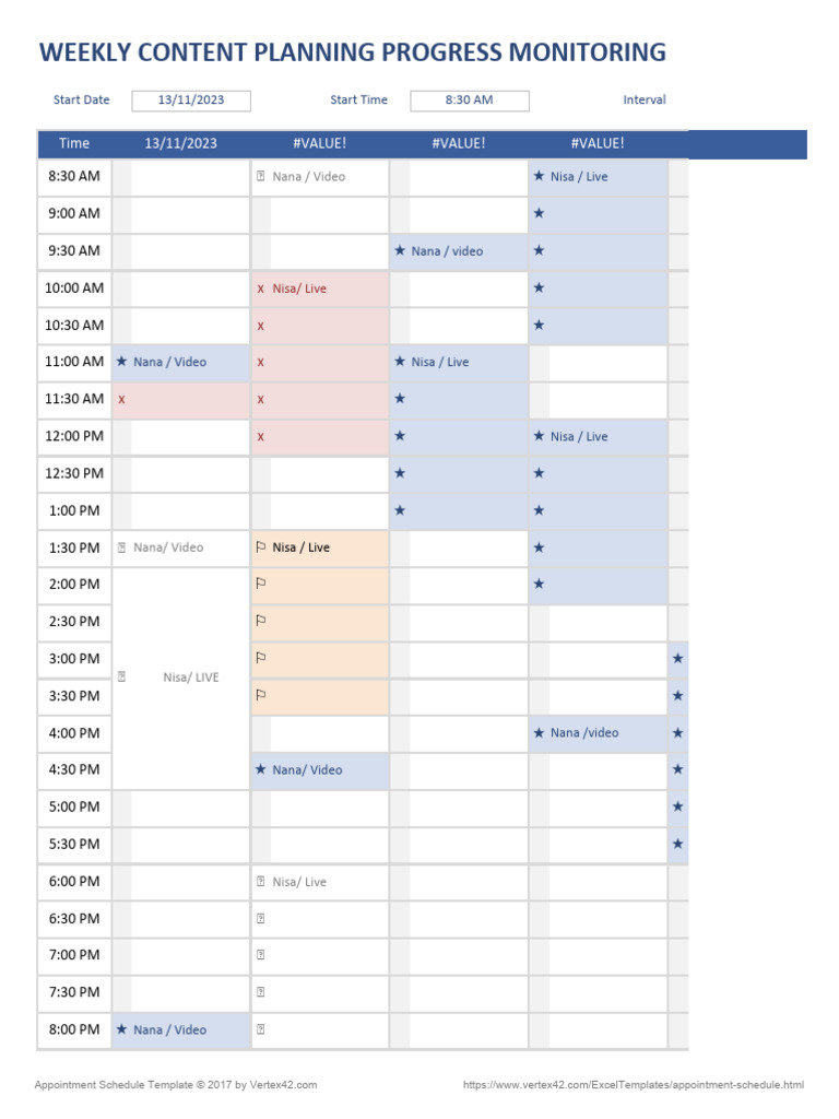 Weekly Content - Schedule - Live Planning Monitoring | PDF