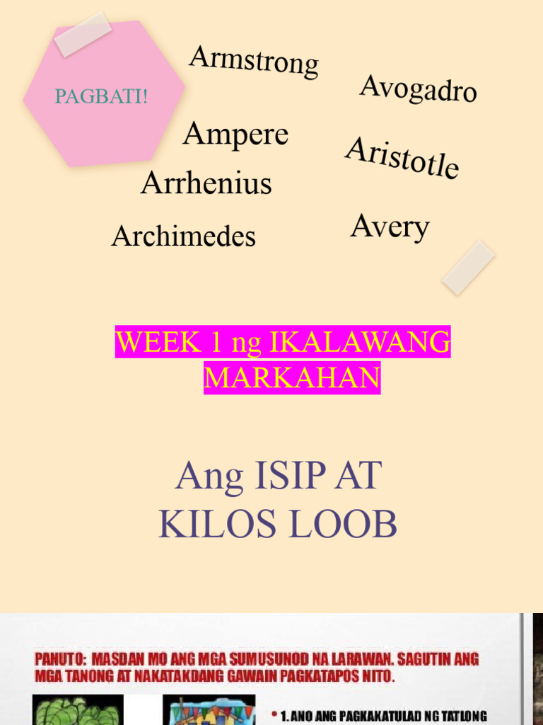 Week 1 2nd QRTR PPT Grade 7 Ang Isip at Kilos Loob | PDF