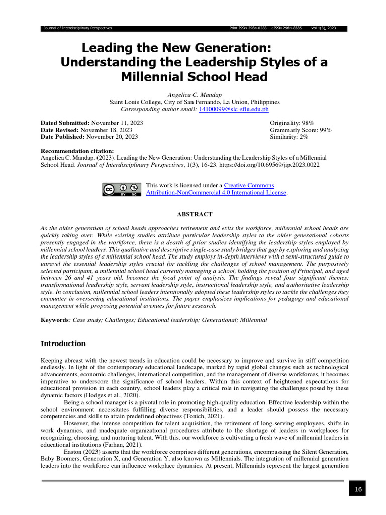 Leading The New Generation Understanding The Leadership Styles of A ...