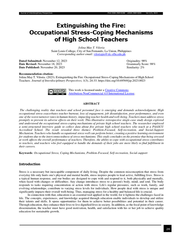 High School Teacher Stress Solutions | PDF | Stress (Biology) | Teachers