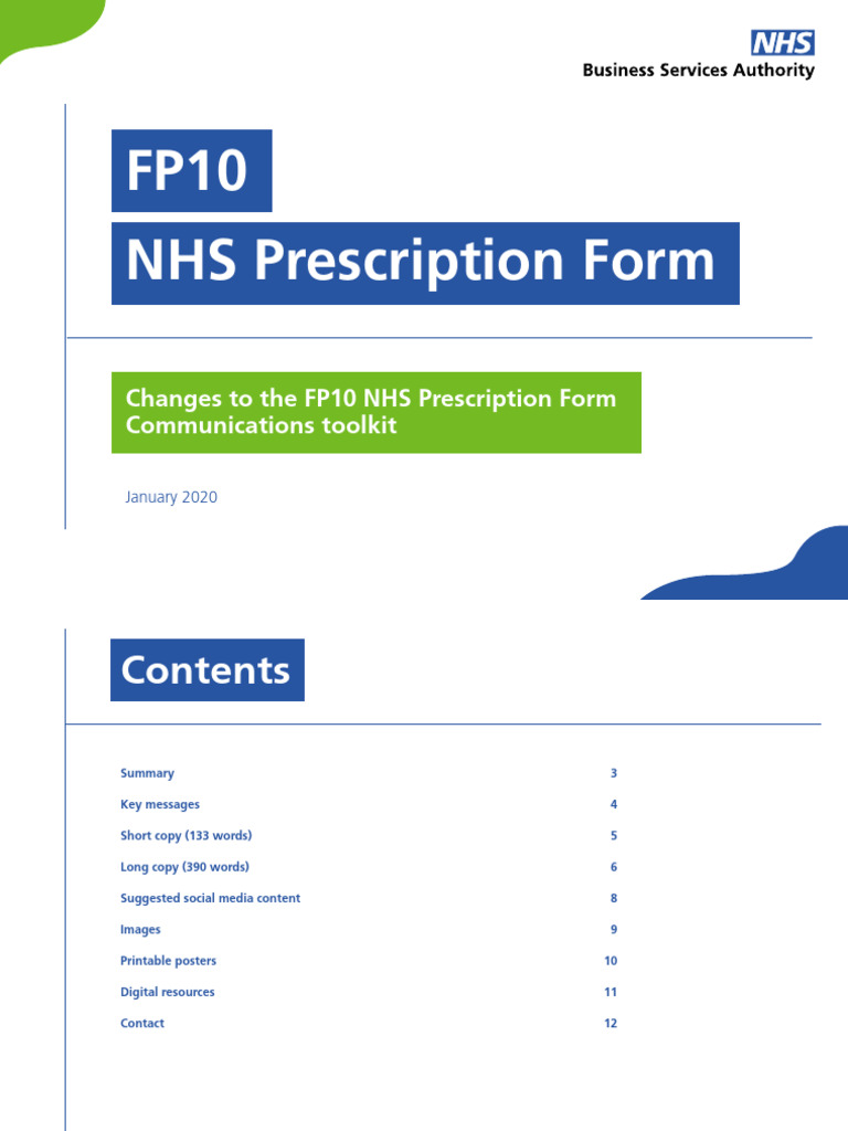 FP10 Toolkit (V1) 01.2020 | PDF | Medical Prescription | Health Sciences