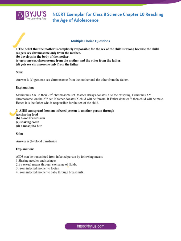 NCERT Exemplar Solution Class 8 Science Chapter 10 1 | PDF | Hormone ...