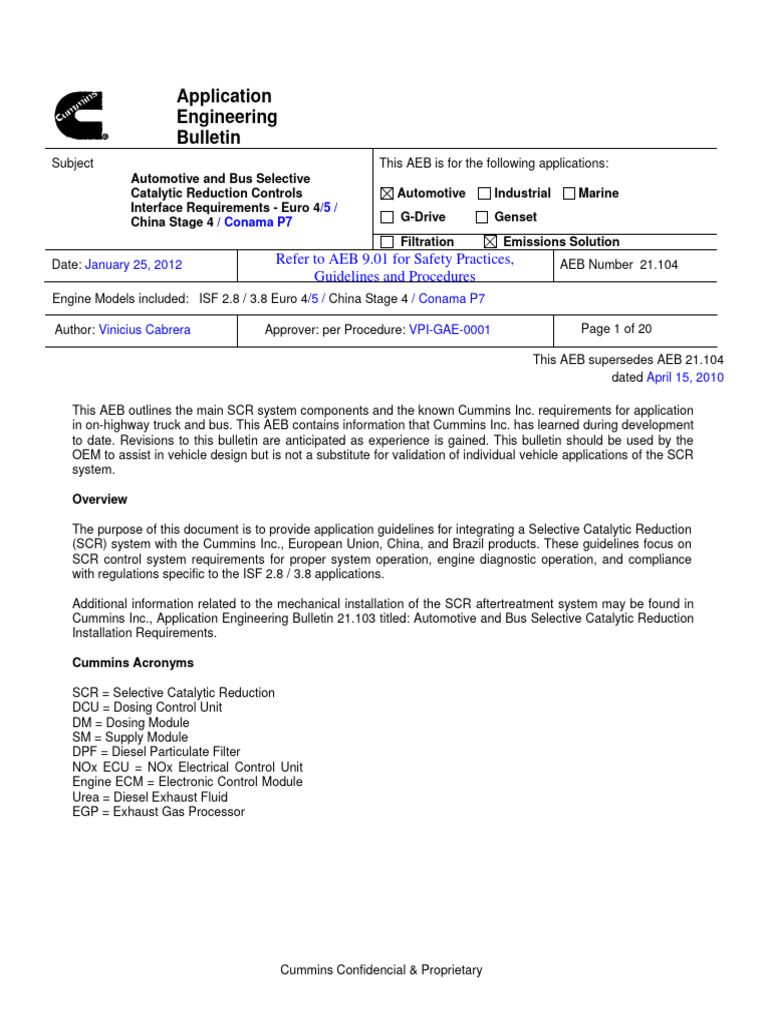 SCR System Guidelines for Buses | PDF | Vacuum Tube | Manufactured Goods