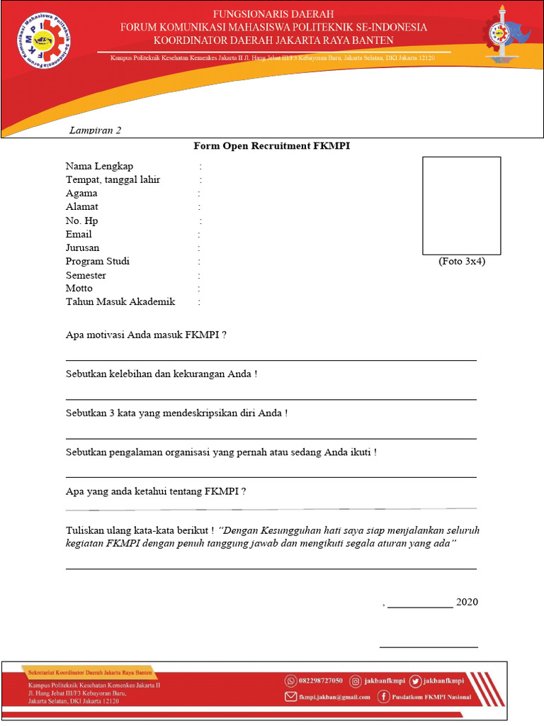 Formulir Pendaftaran Fkmpi 2021 | PDF | Ilmu Sosial
