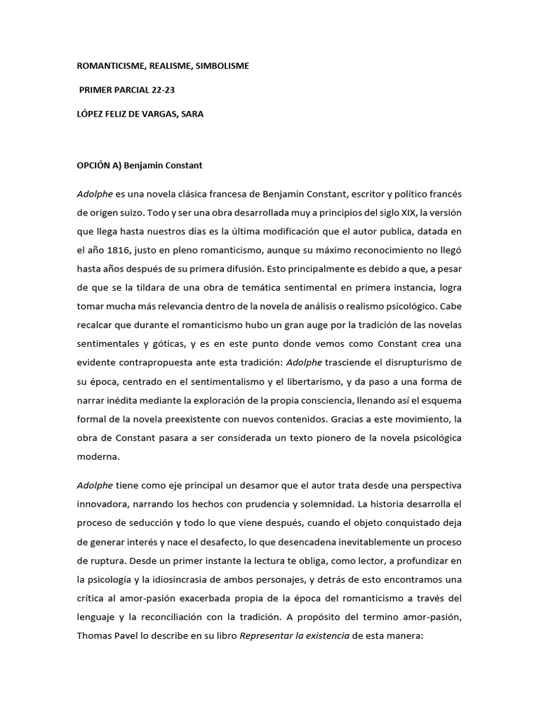 Benjamin Constable | Descargar gratis PDF | Ironía | Novelas