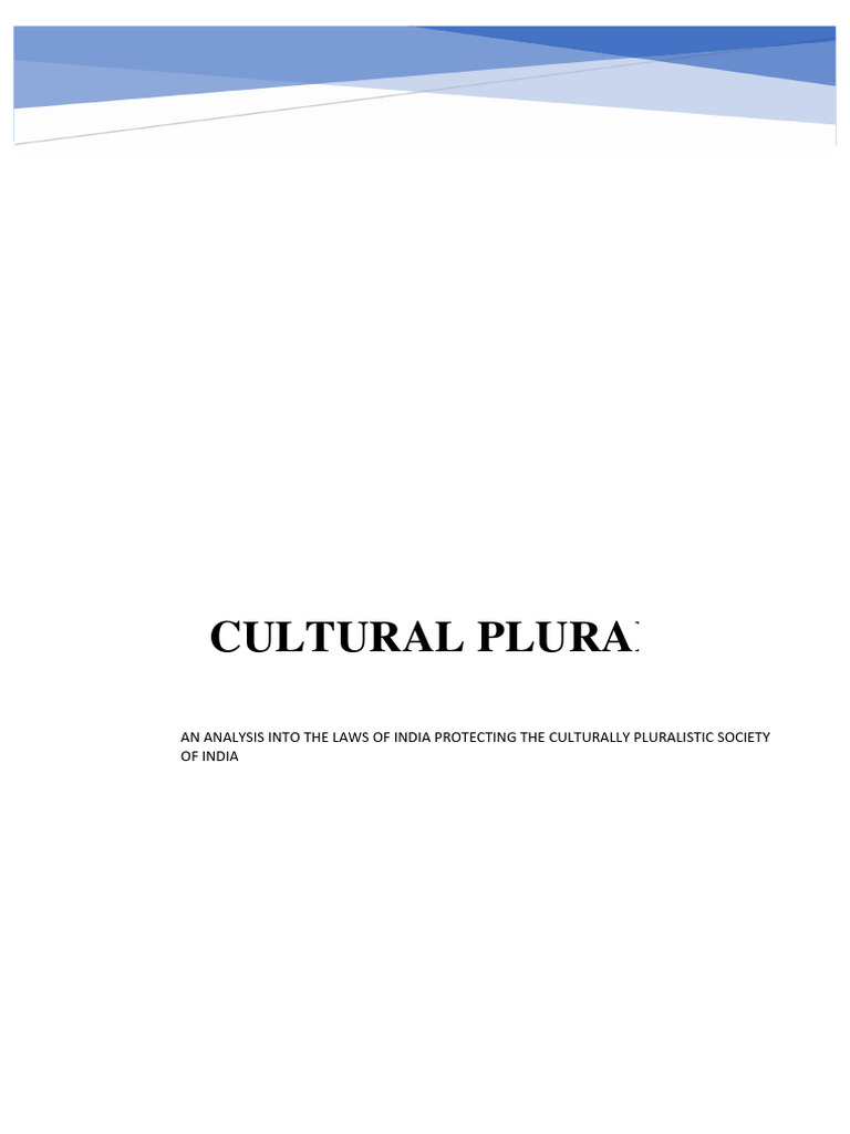 Cultural Pluralism in India | PDF | Multiculturalism