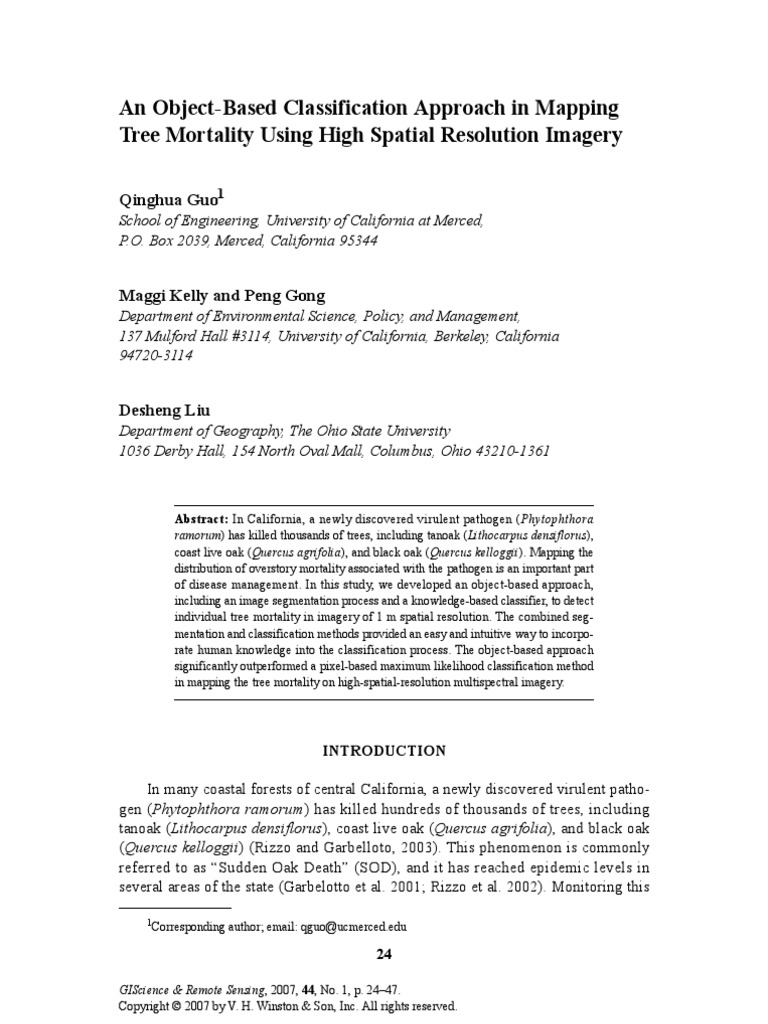 An Object Based Classification Approach in Mapping Tree Mortality Using High Spatial Resolution ...