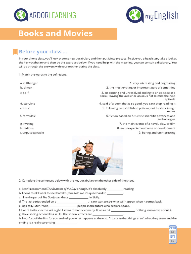 Intermediate - Books and Movies Student's Sheet | PDF