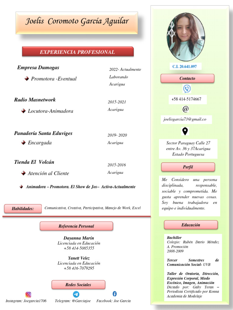 Curriculumvitae Joelis Coromoto 1 | PDF