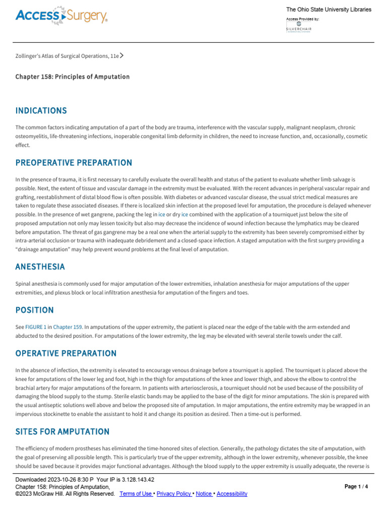 Chapter 158_ Principles of Amputation | PDF | Amputation | Prosthesis