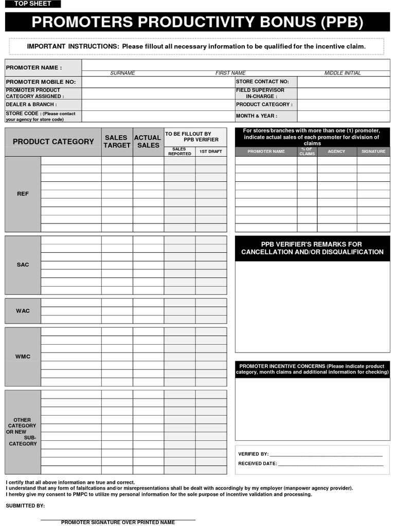 New PPB Top Sheet Rev 3 | PDF