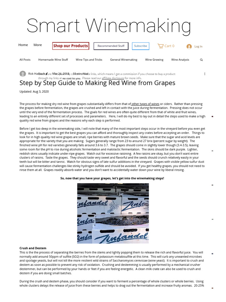 Step by Step Guide To Making Red Wine From Grapes | PDF | Fermentation In Winemaking | Winemaking