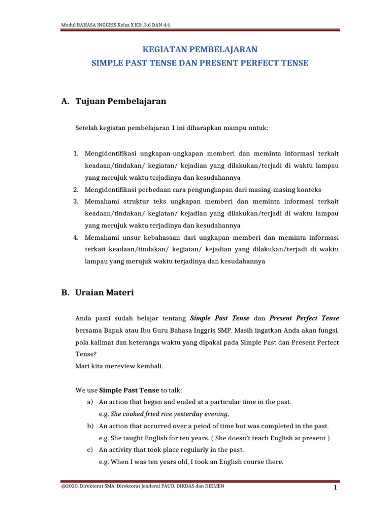 Materi PResent Perfect Tense | PDF | Verb | Linguistic Morphology