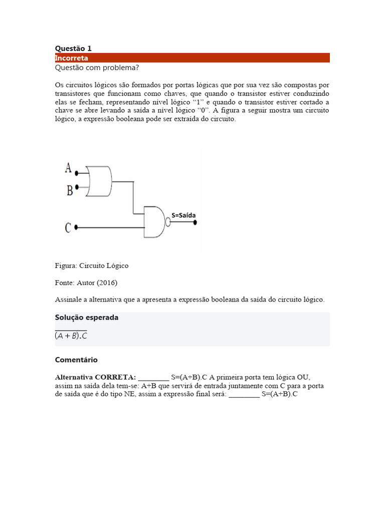 Circuitos Lógicos e Álgebra Booleana | PDF | Entrada/Saída | Armazenamento de dados de computador