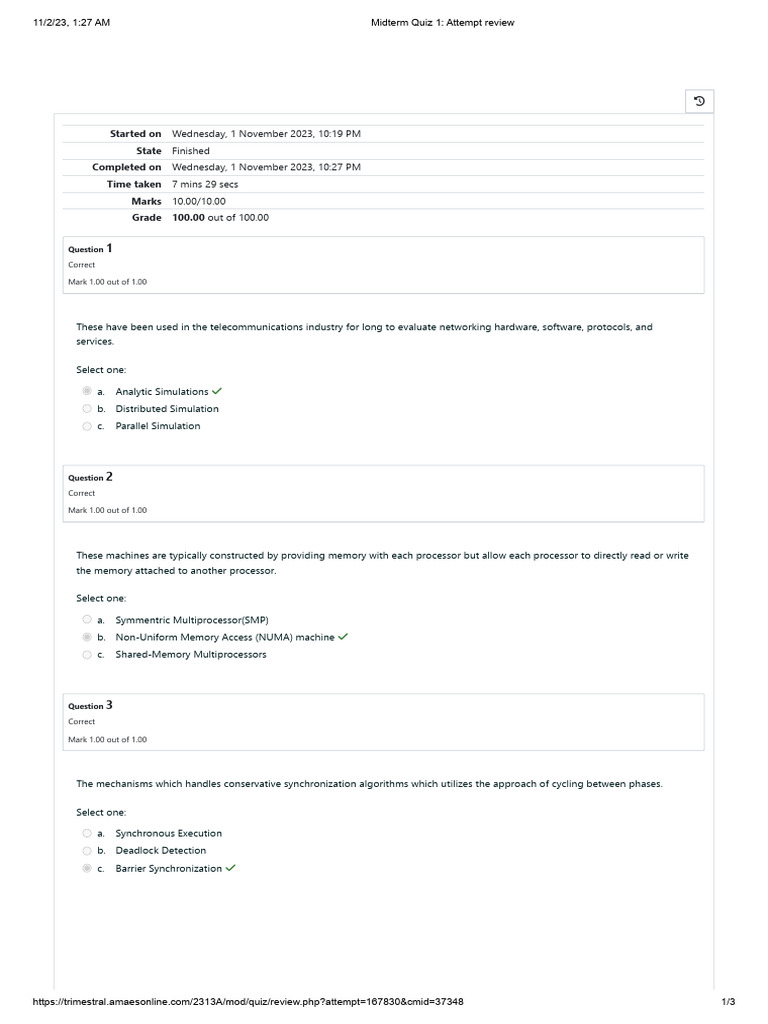 Midterm Quiz 1 - Attempt Review-1 | PDF | Parallel Computing | Central Processing Unit